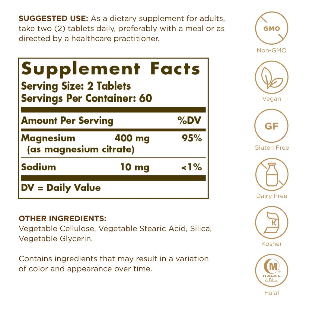 Gluten free magnesium citrate for daily use