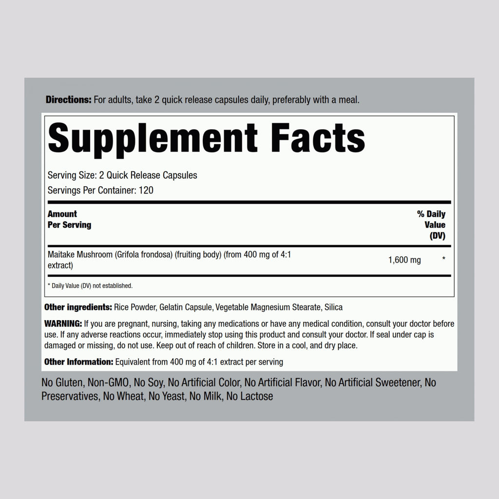 Gluten free Maitake mushroom supplements