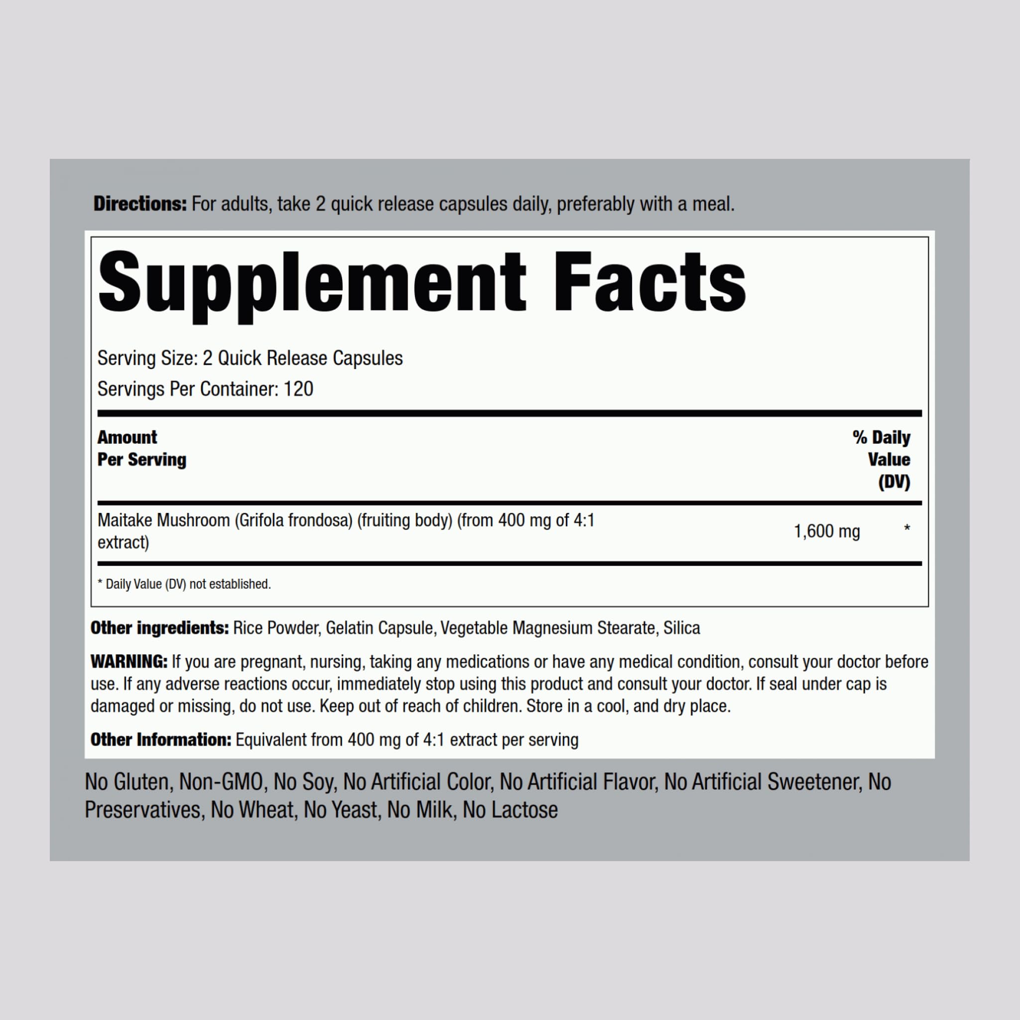 Gluten free Maitake mushroom supplements