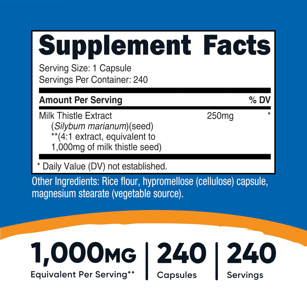 Gluten free milk thistle supplement