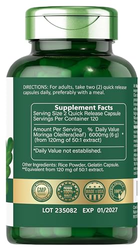Gluten-free moringa leaf capsules