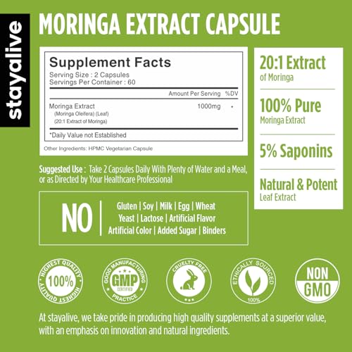 Gluten-free Moringa pills for health