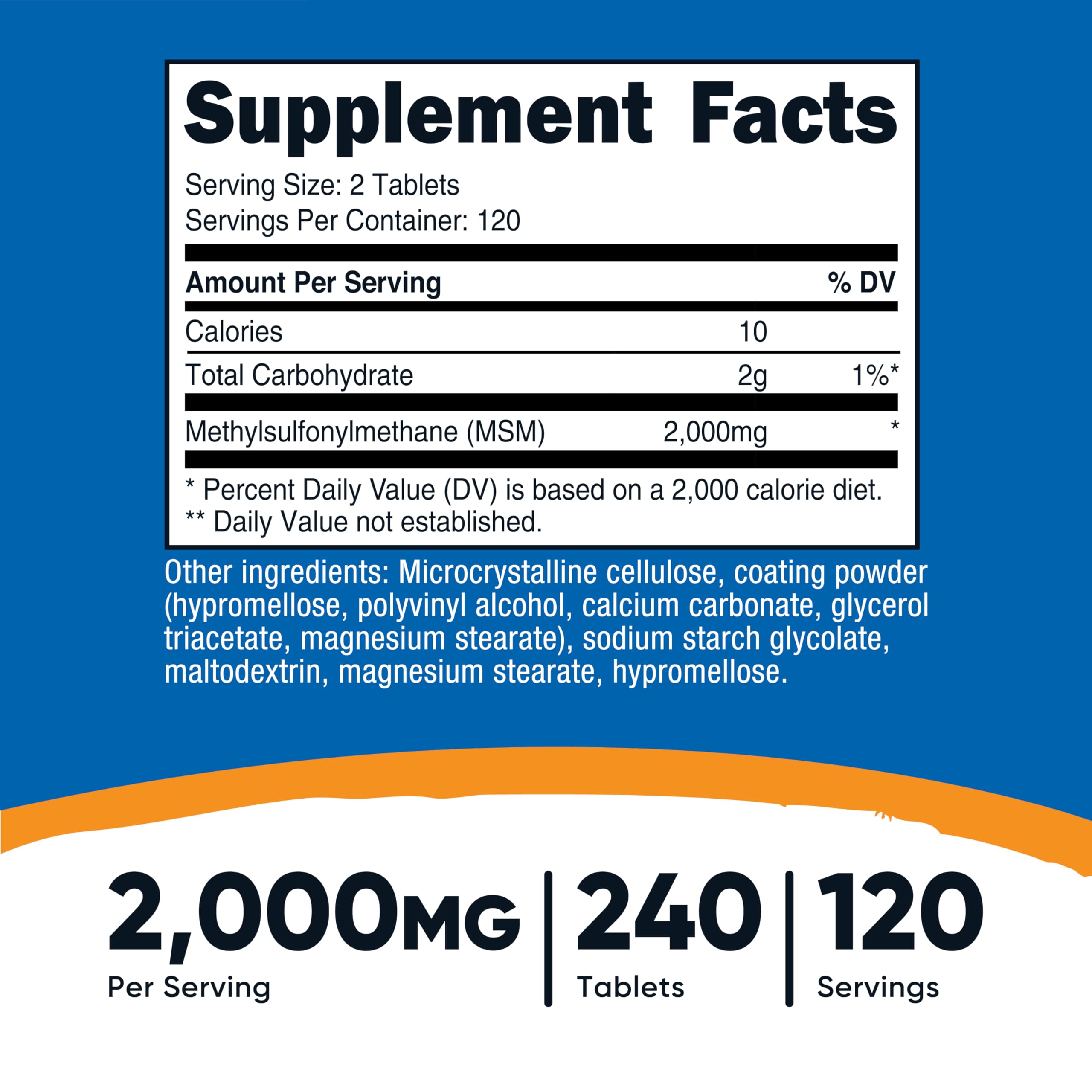 Gluten-free MSM tablets for sensitive diets