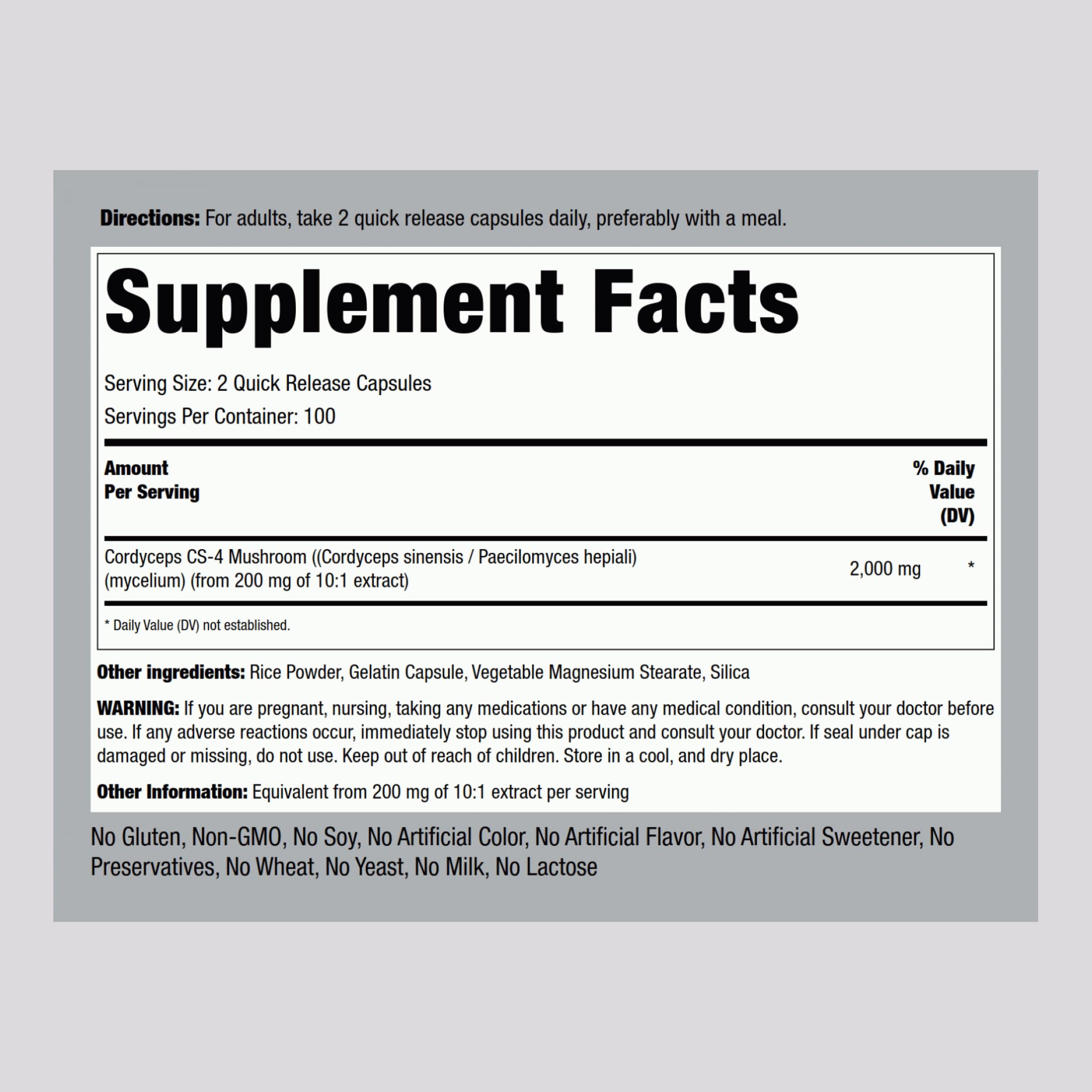 Gluten free mushroom capsules for health