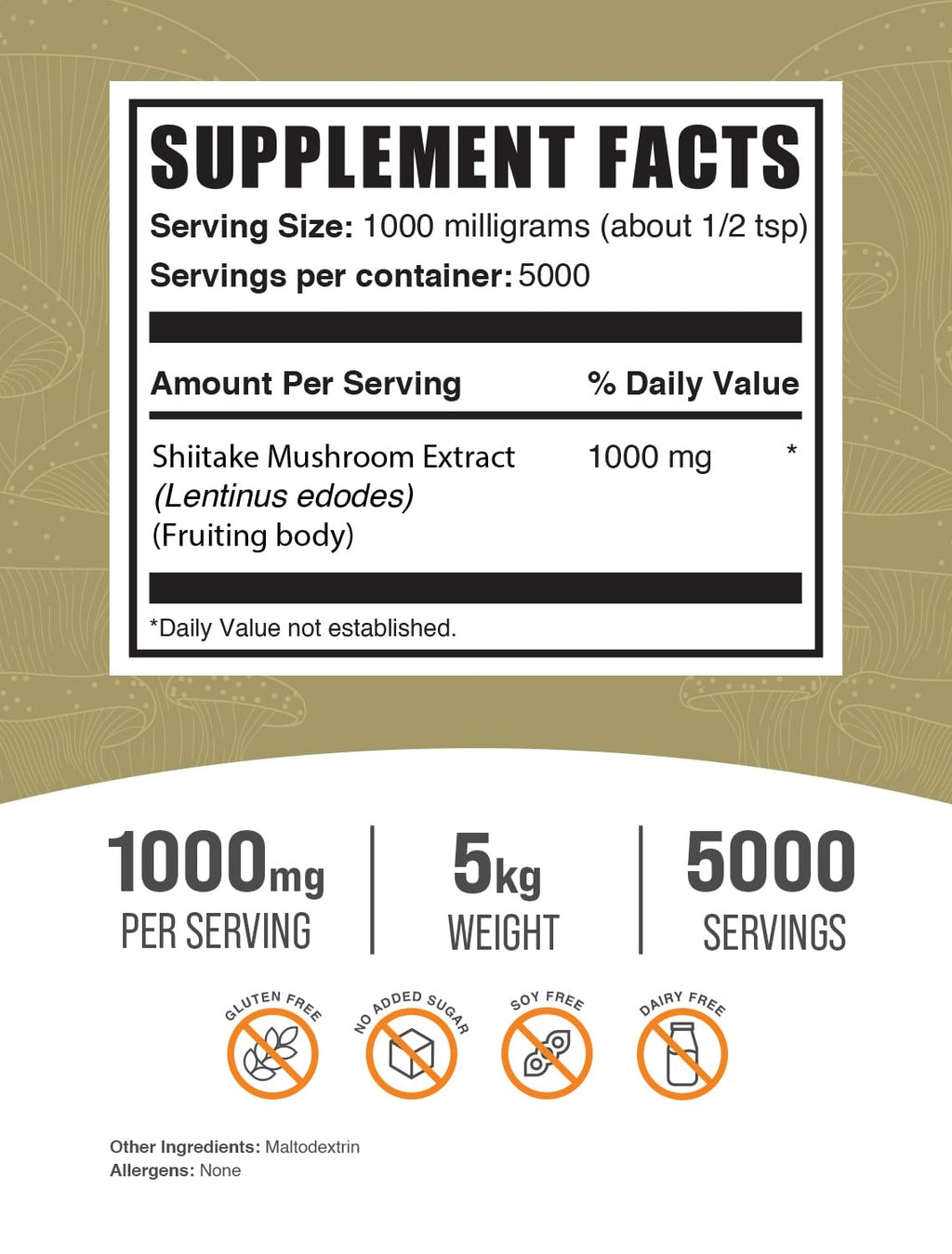 Gluten-free mushroom extract for health