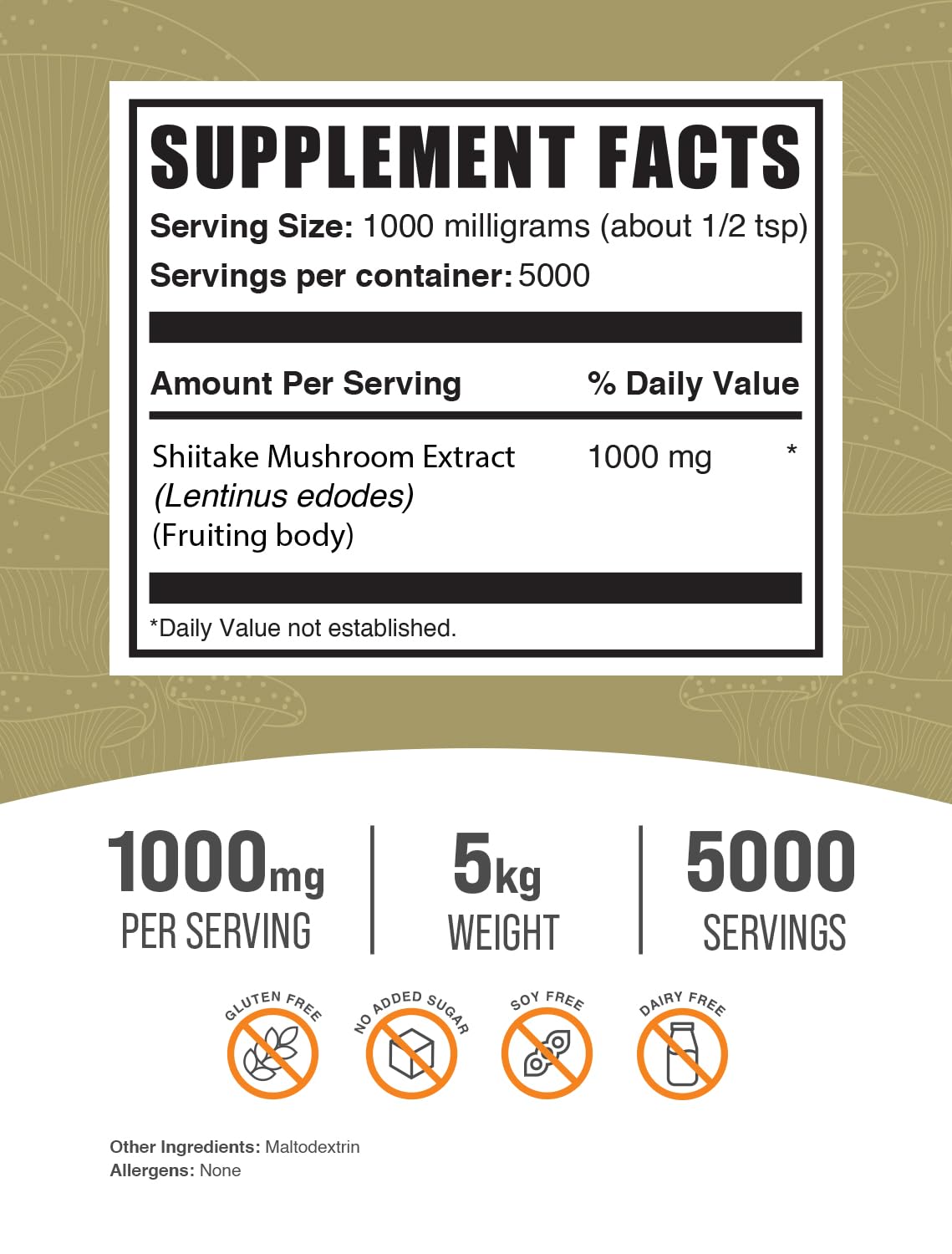 Gluten-free mushroom extract for health