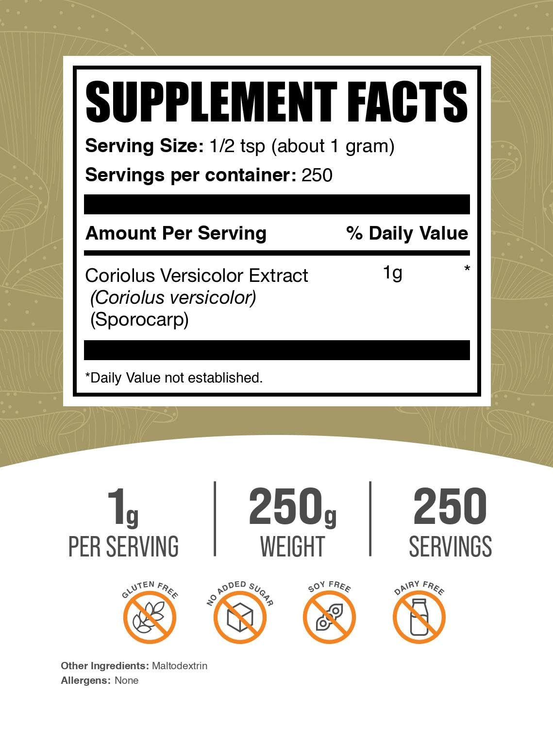 Gluten free mushroom extract powder