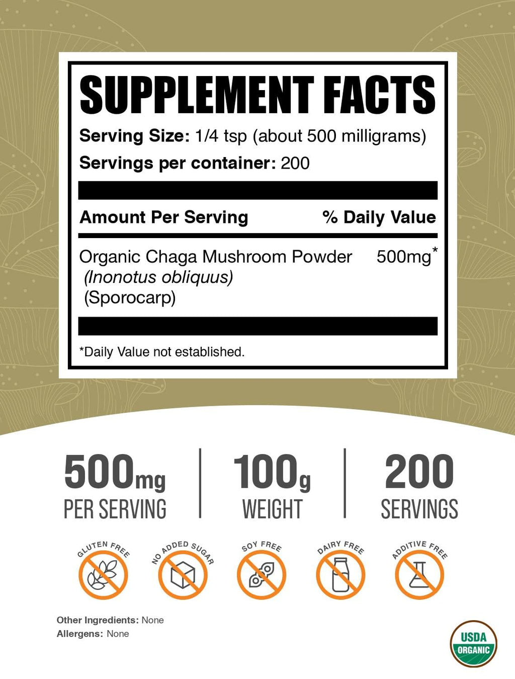 Gluten free mushroom nutrient source