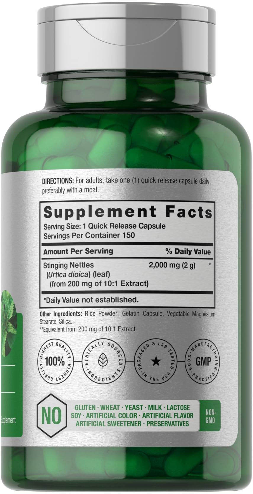 Gluten-free nettle capsules for wellness