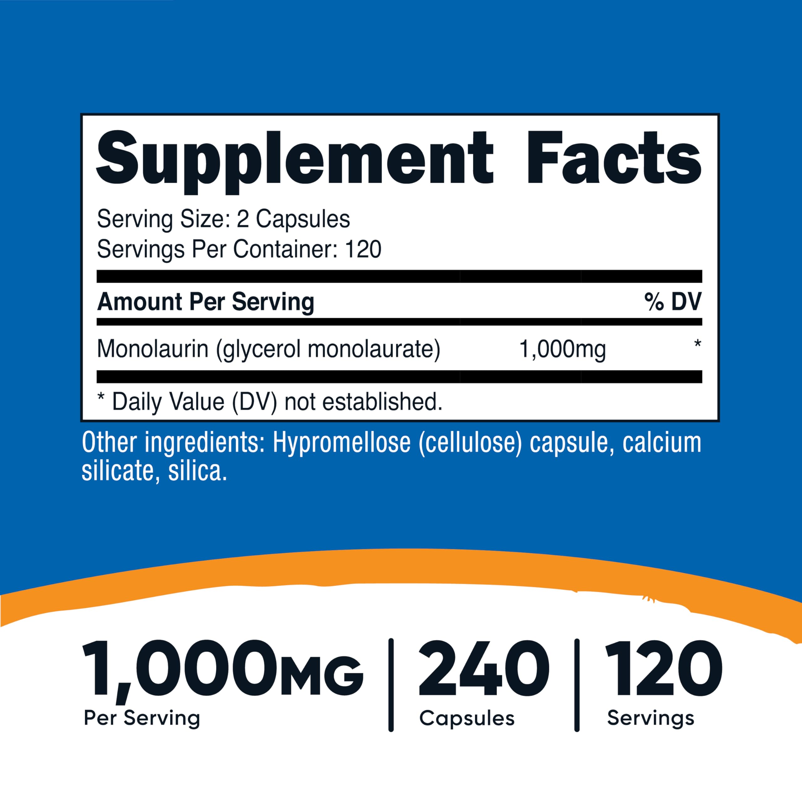 Gluten-free Nutricost Monolaurin supplement