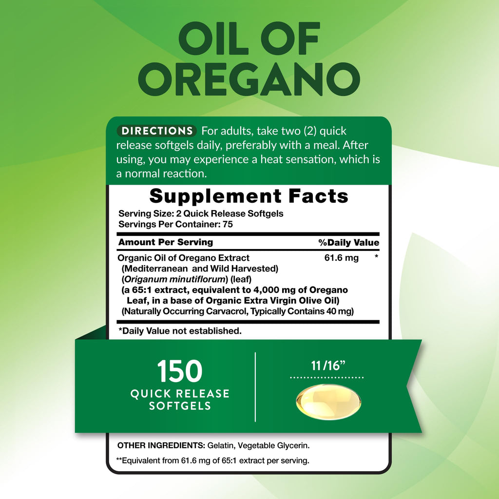 Gluten free oil of oregano capsules