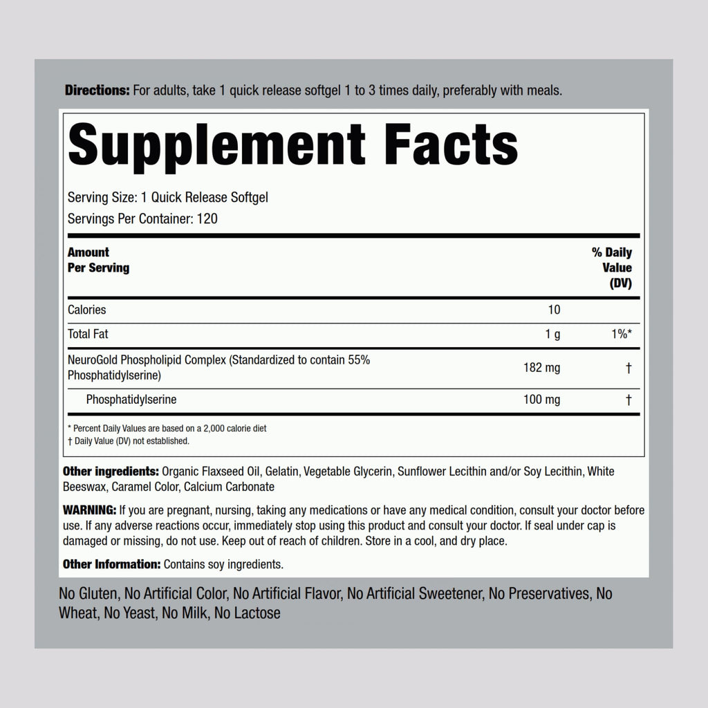 Gluten-free phosphatidylserine for cognitive support