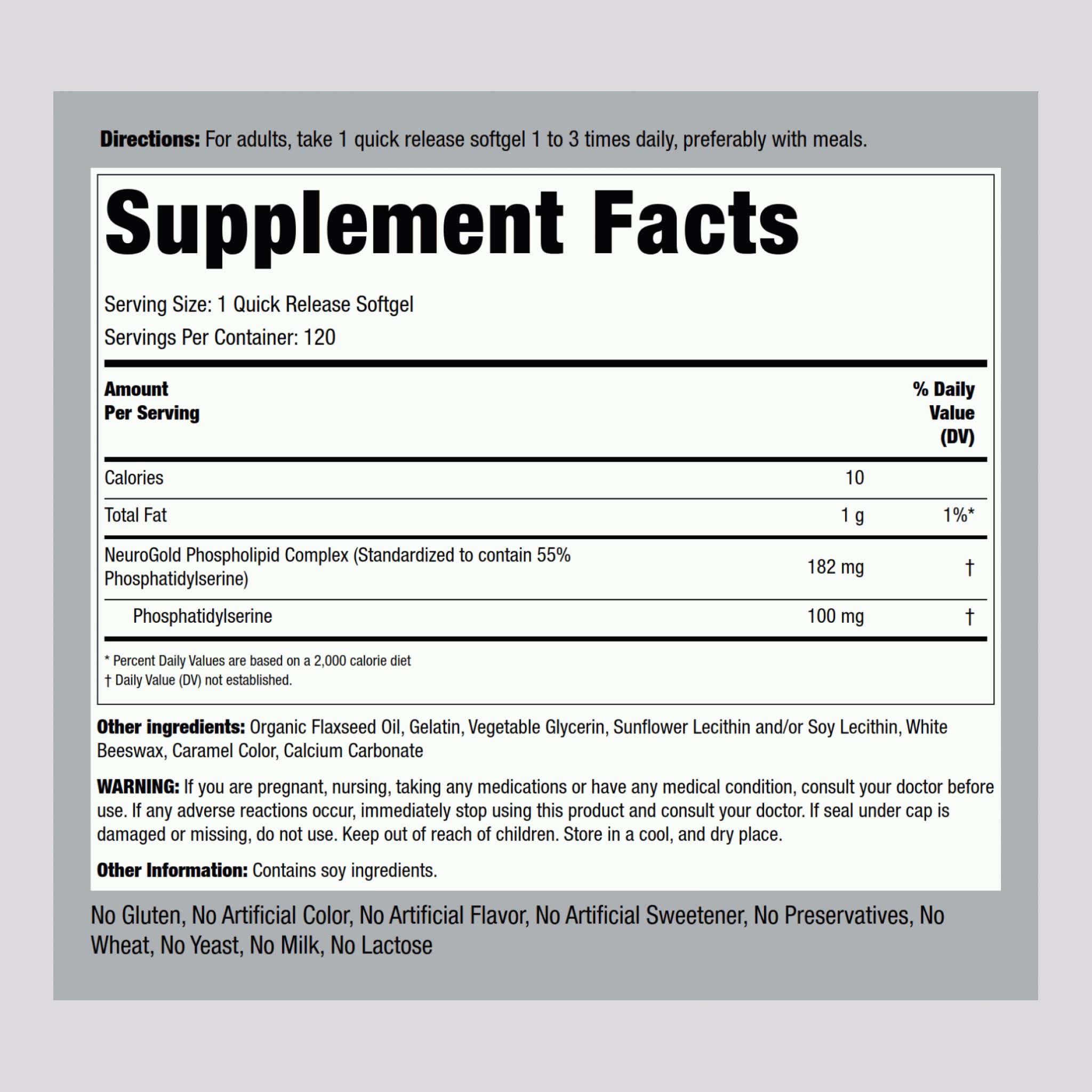 Gluten-free phosphatidylserine for cognitive support