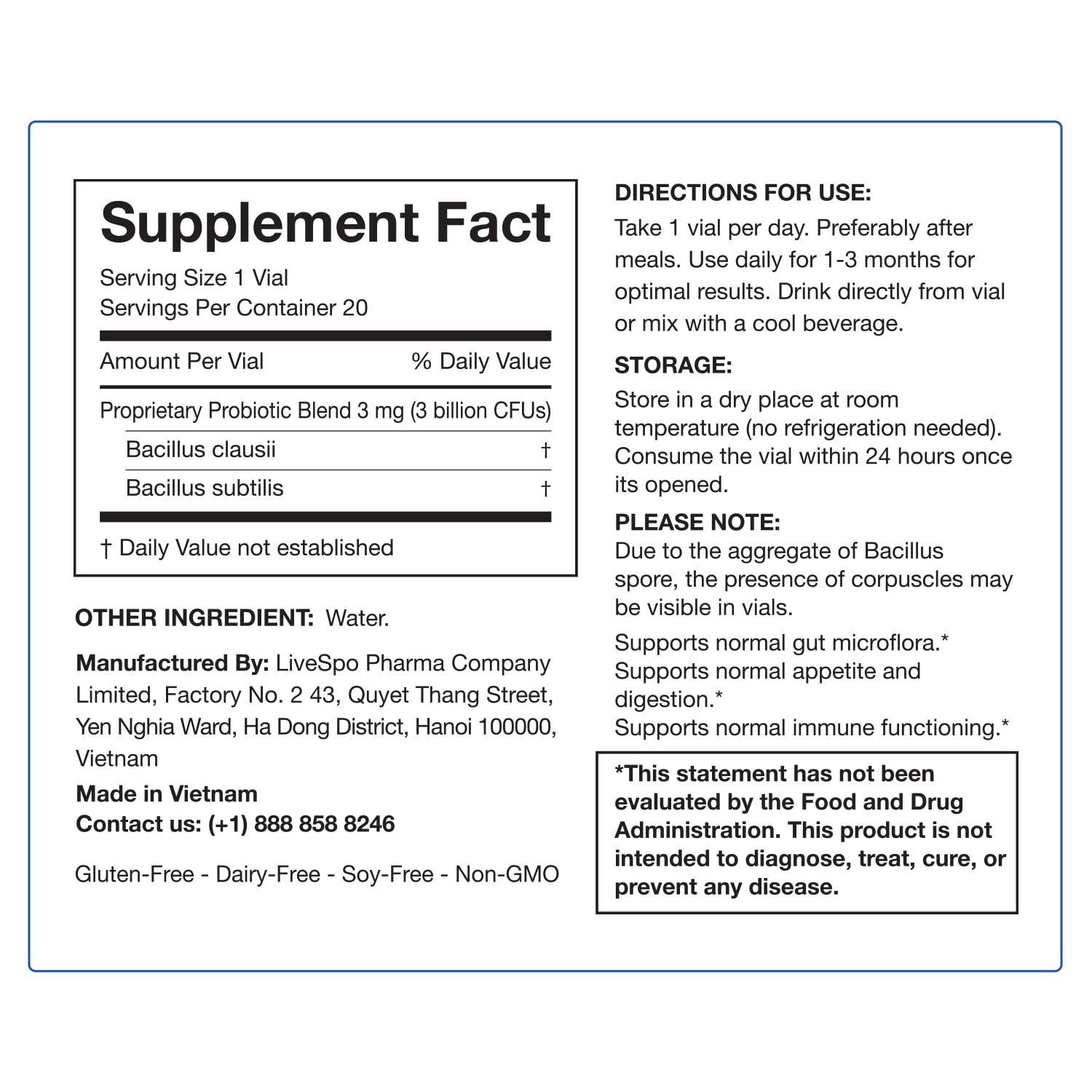 gluten-free probiotic liquid for wellness
