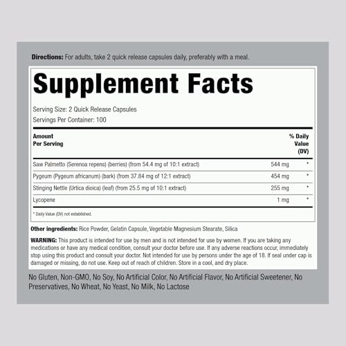 Gluten free prostate health support