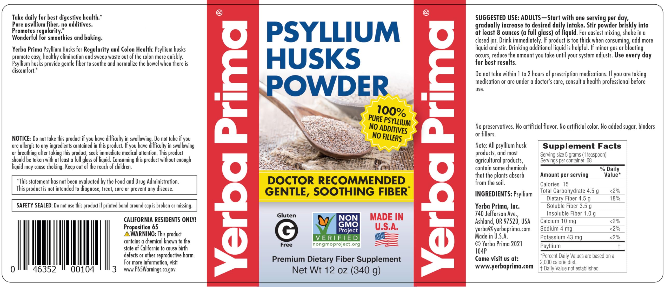 Gluten-free psyllium for colon cleansing