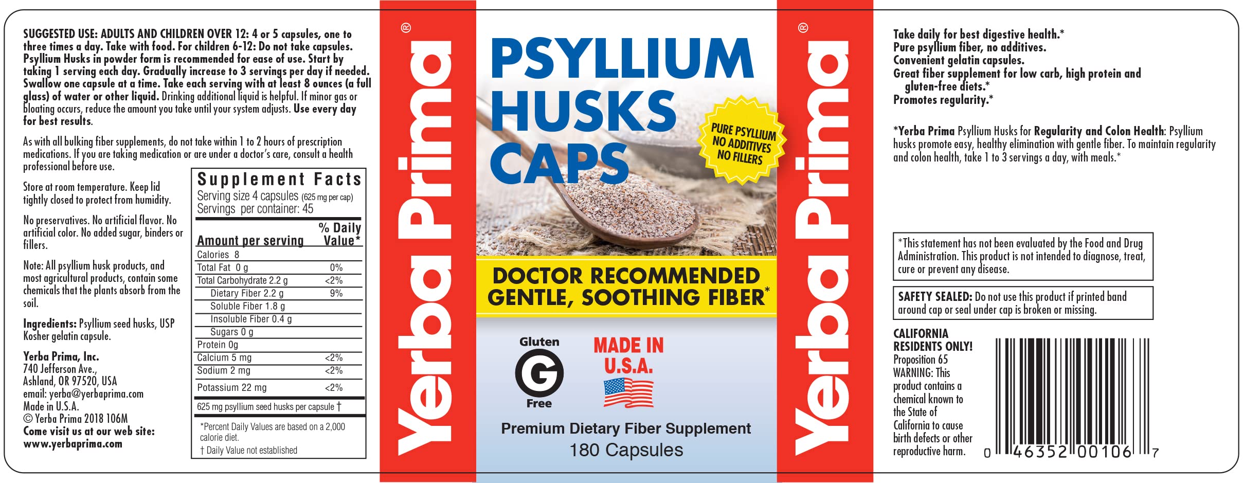 Gluten-free psyllium husk capsules for wellness