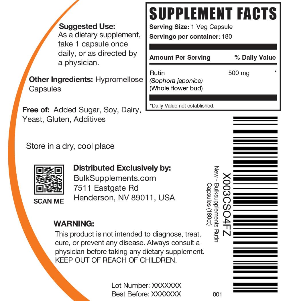 gluten free Rutin supplement capsules