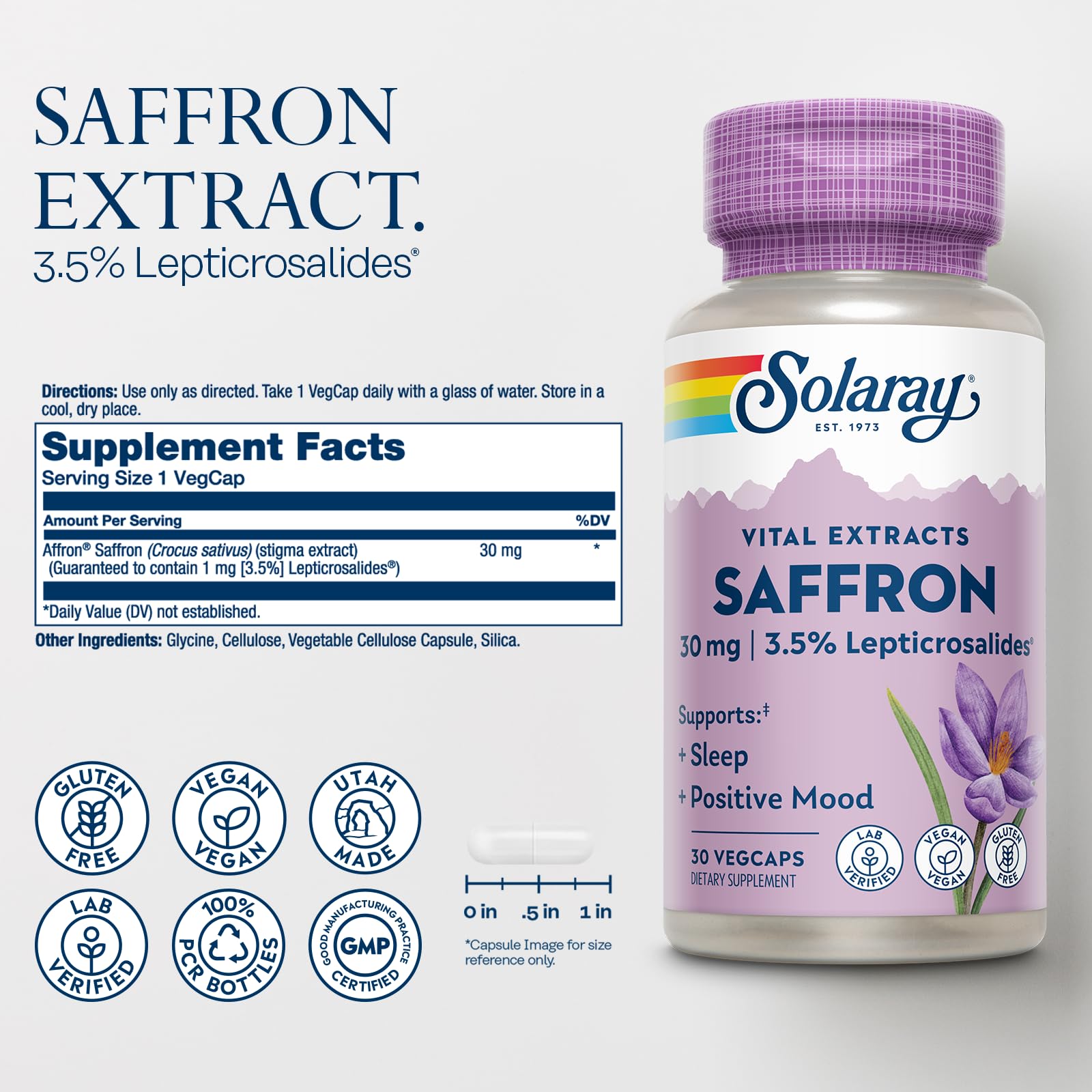 Gluten free saffron extract capsules