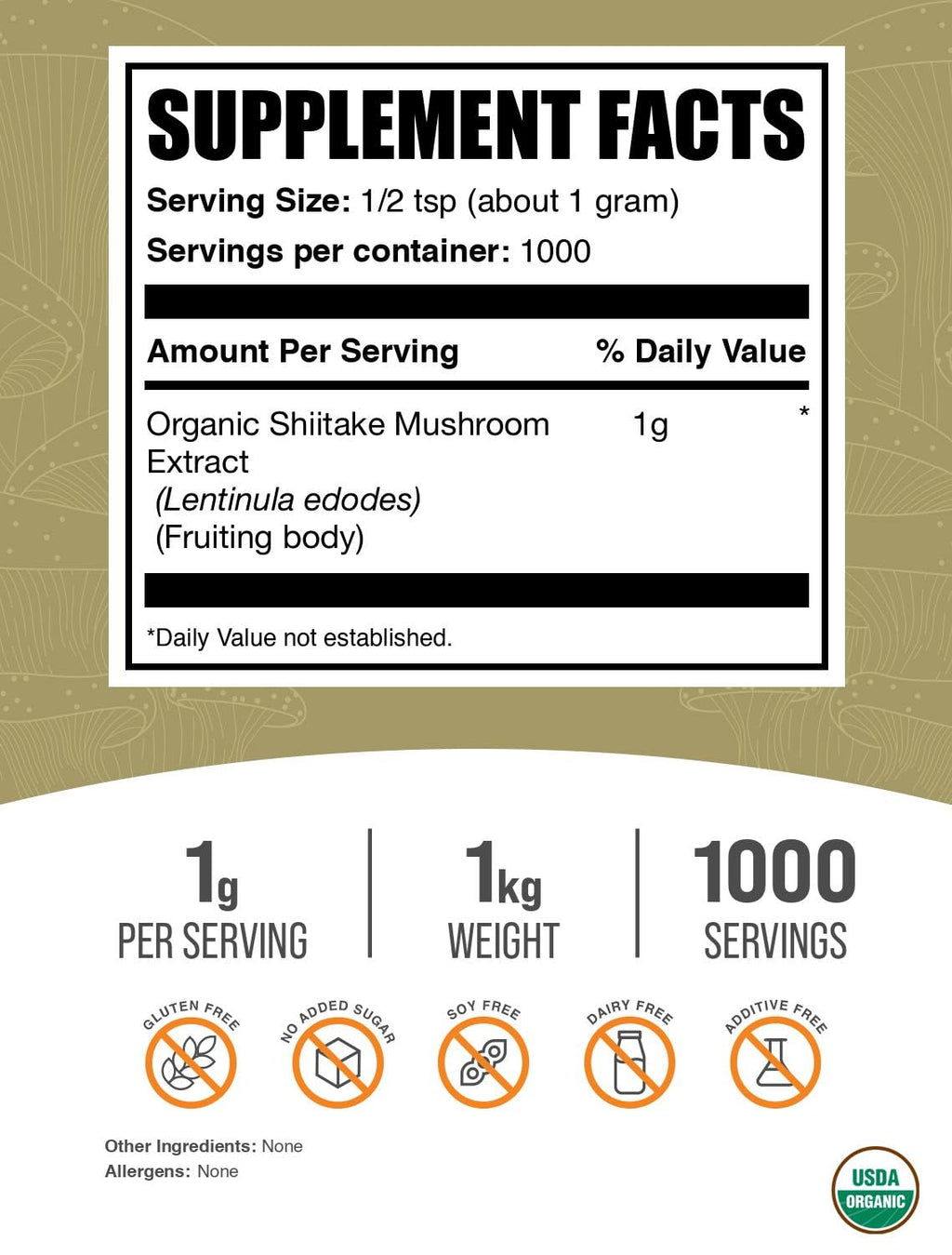 gluten free shiitake mushroom powder