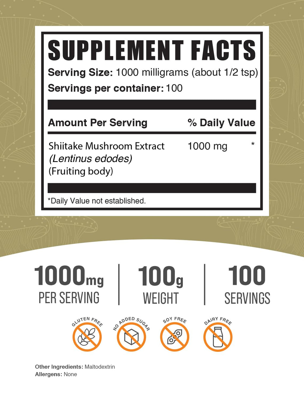 gluten free shiitake mushroom powder