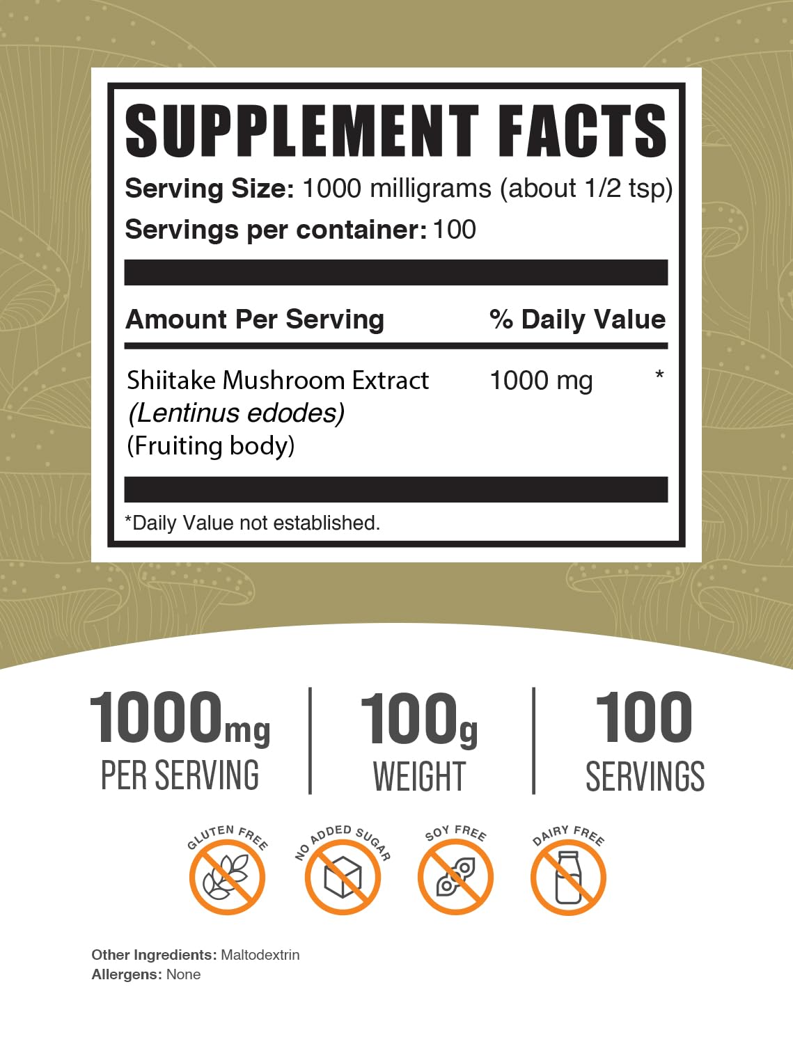 gluten free shiitake mushroom powder