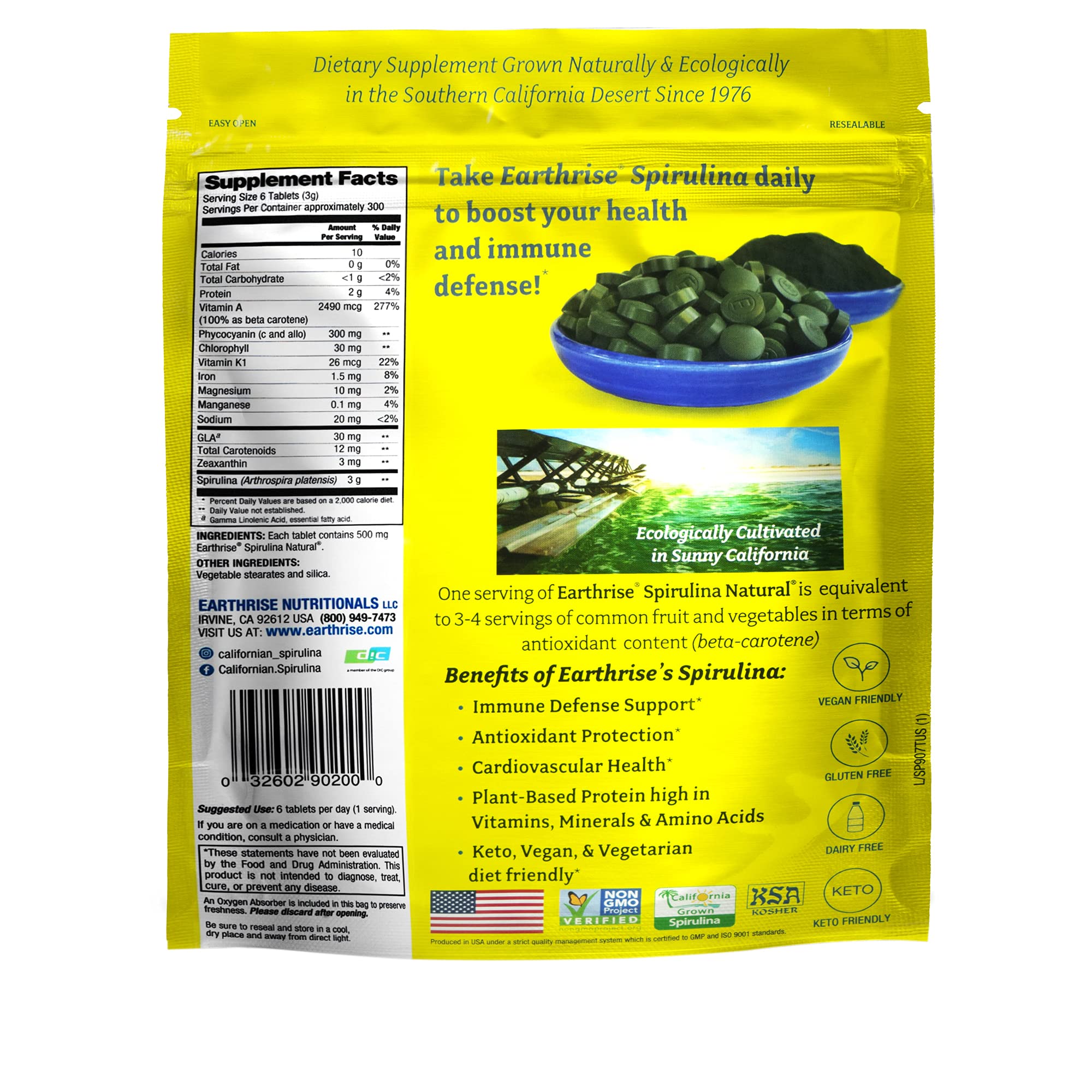 Gluten free spirulina superfood supplement
