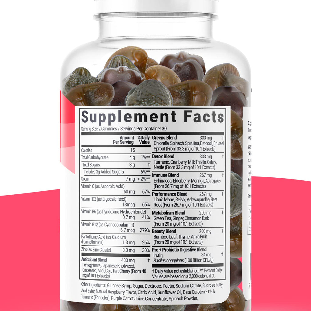 Gluten-free supergreens gummy vitamins