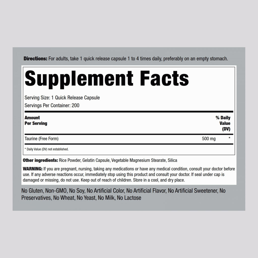 Gluten free taurine for daily wellness