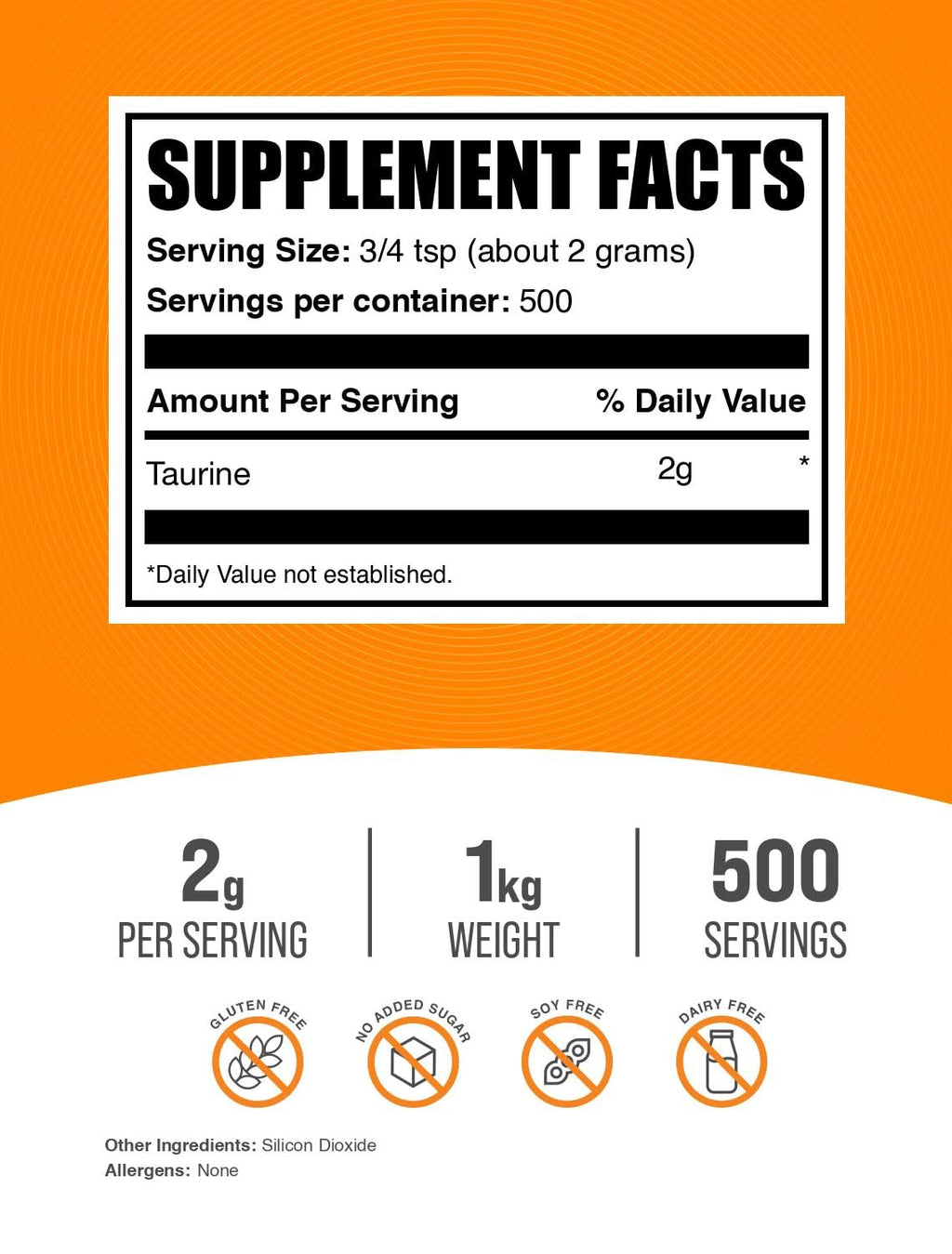 Gluten free taurine powder for fitness