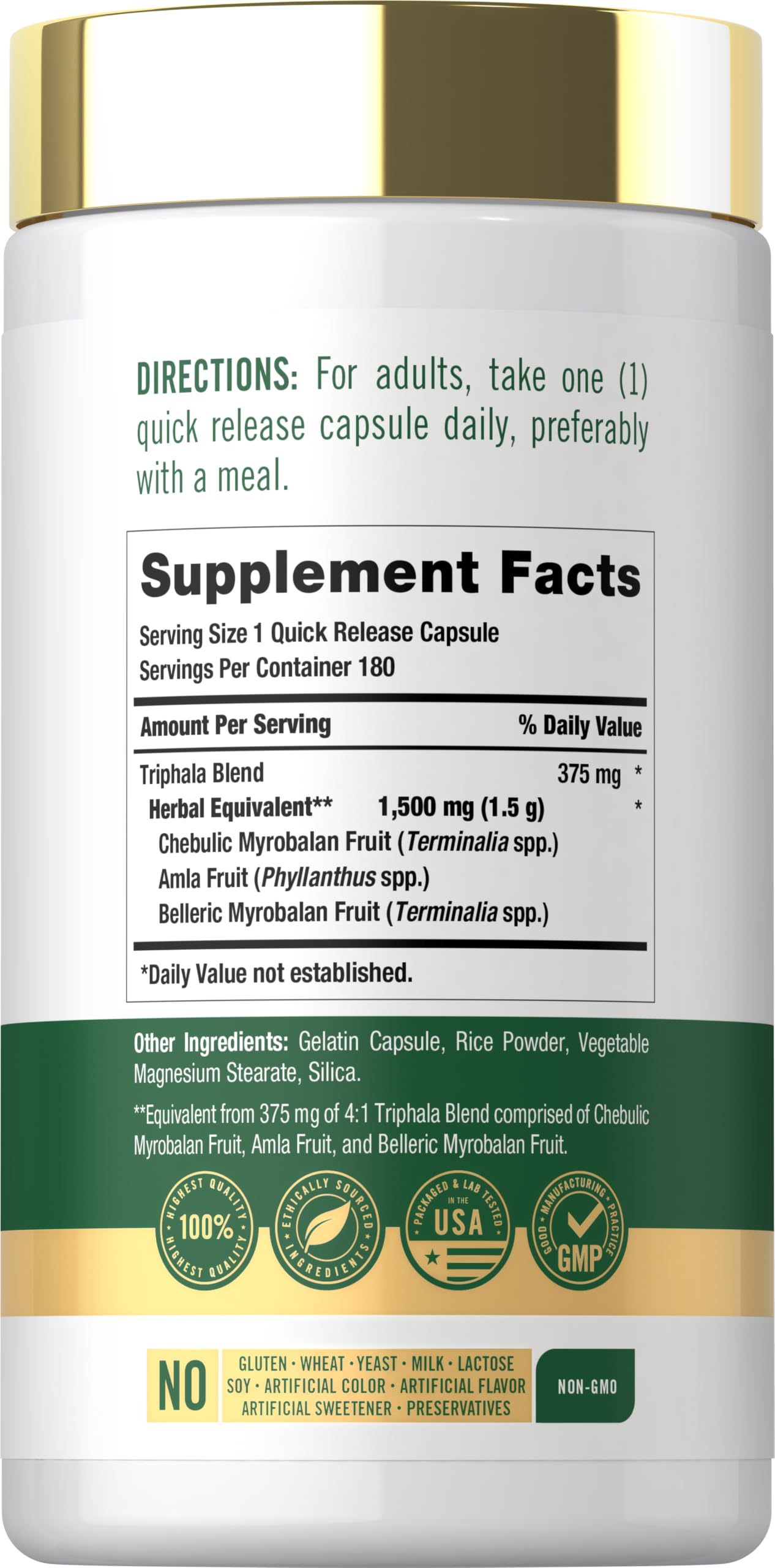 Gluten free triphala for sensitive diets