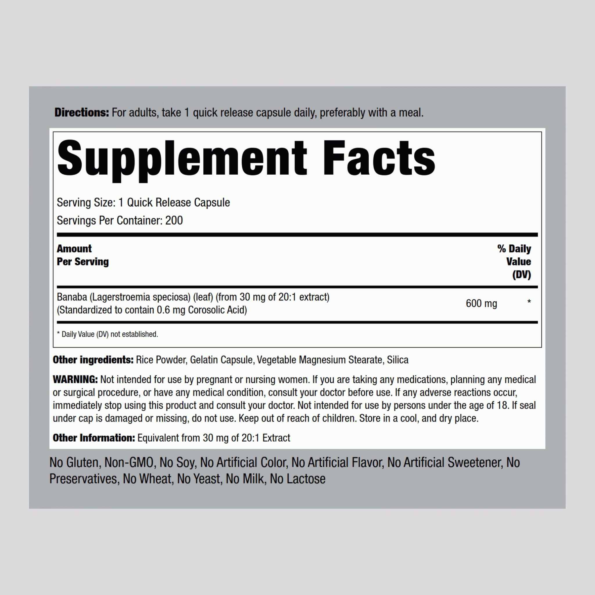 Gluten free vitamin and mineral support