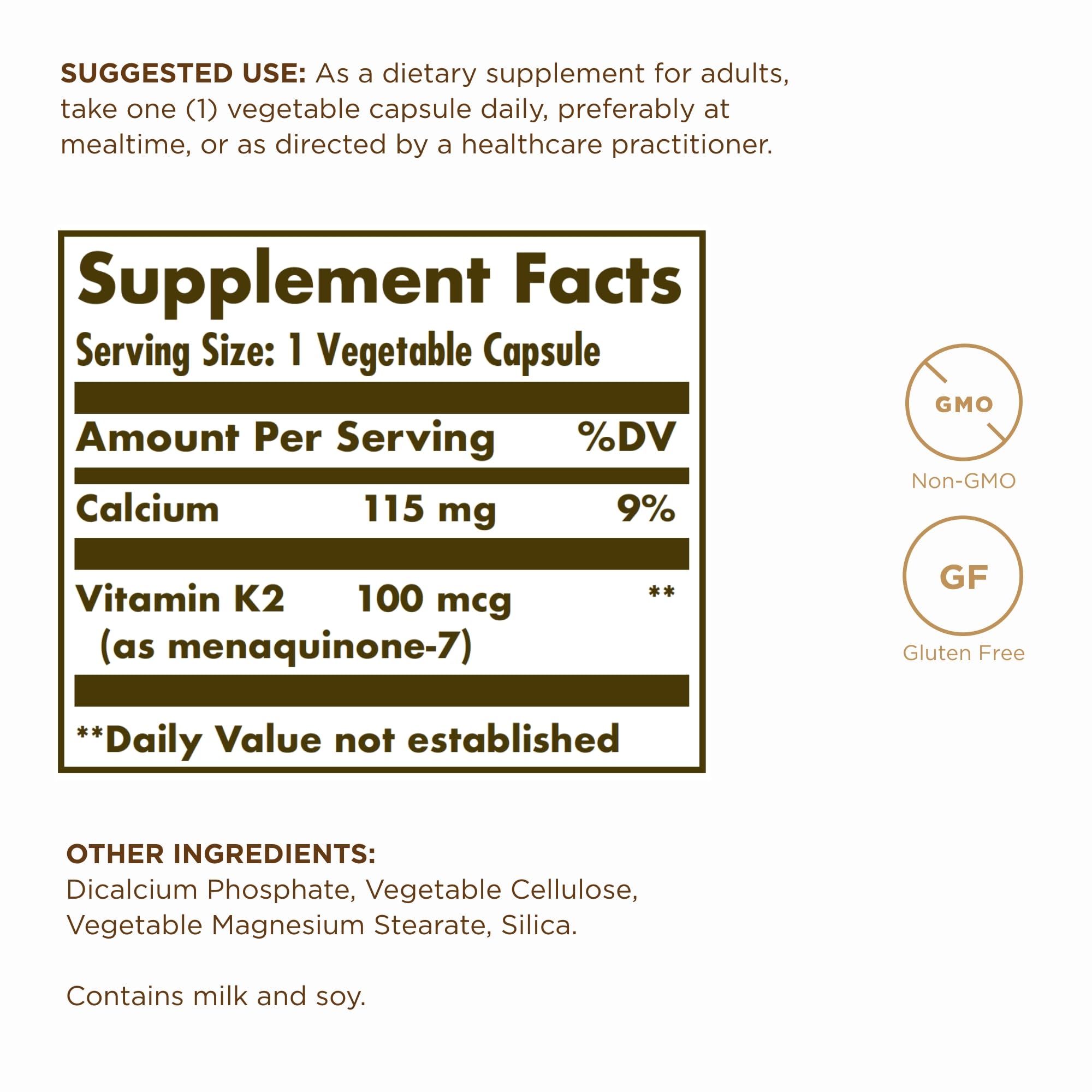 Gluten free vitamin K2 capsules