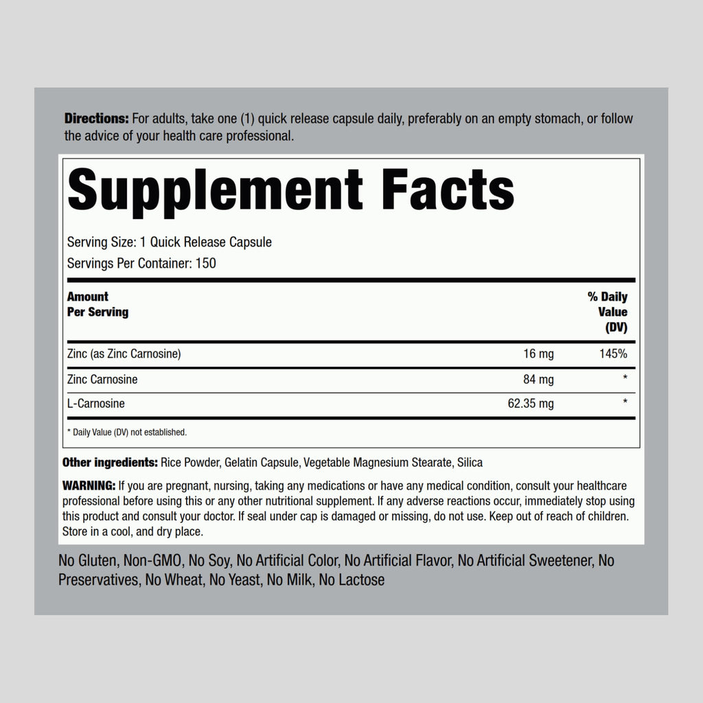 Gluten free zinc capsules Canada
