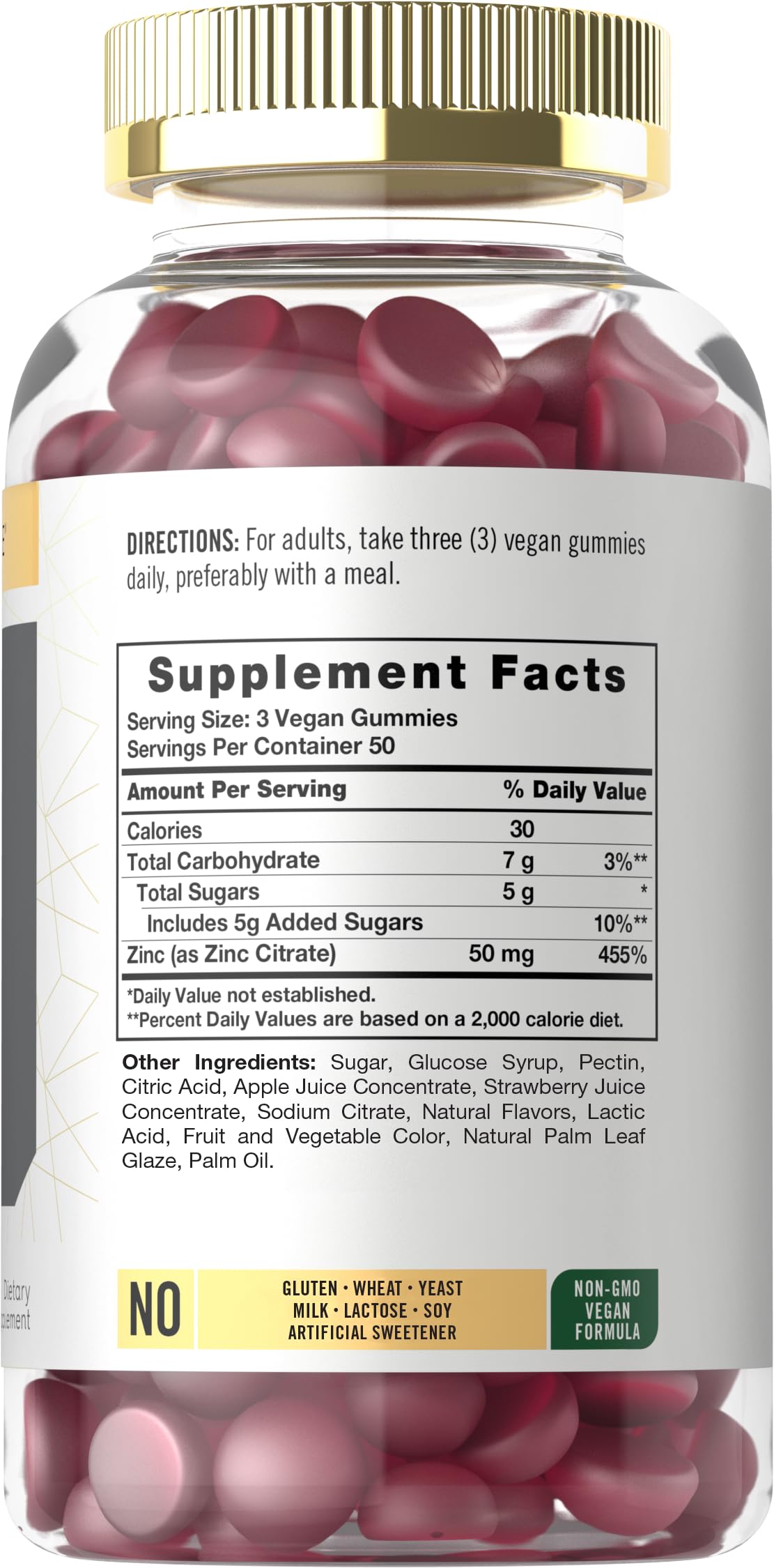 Gluten-free zinc citrate gummies