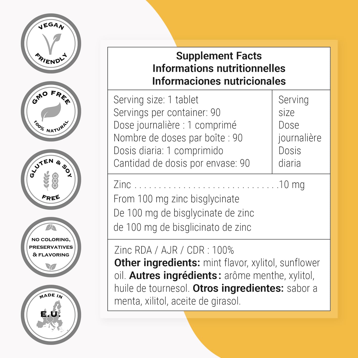 Gluten free zinc tablets for health