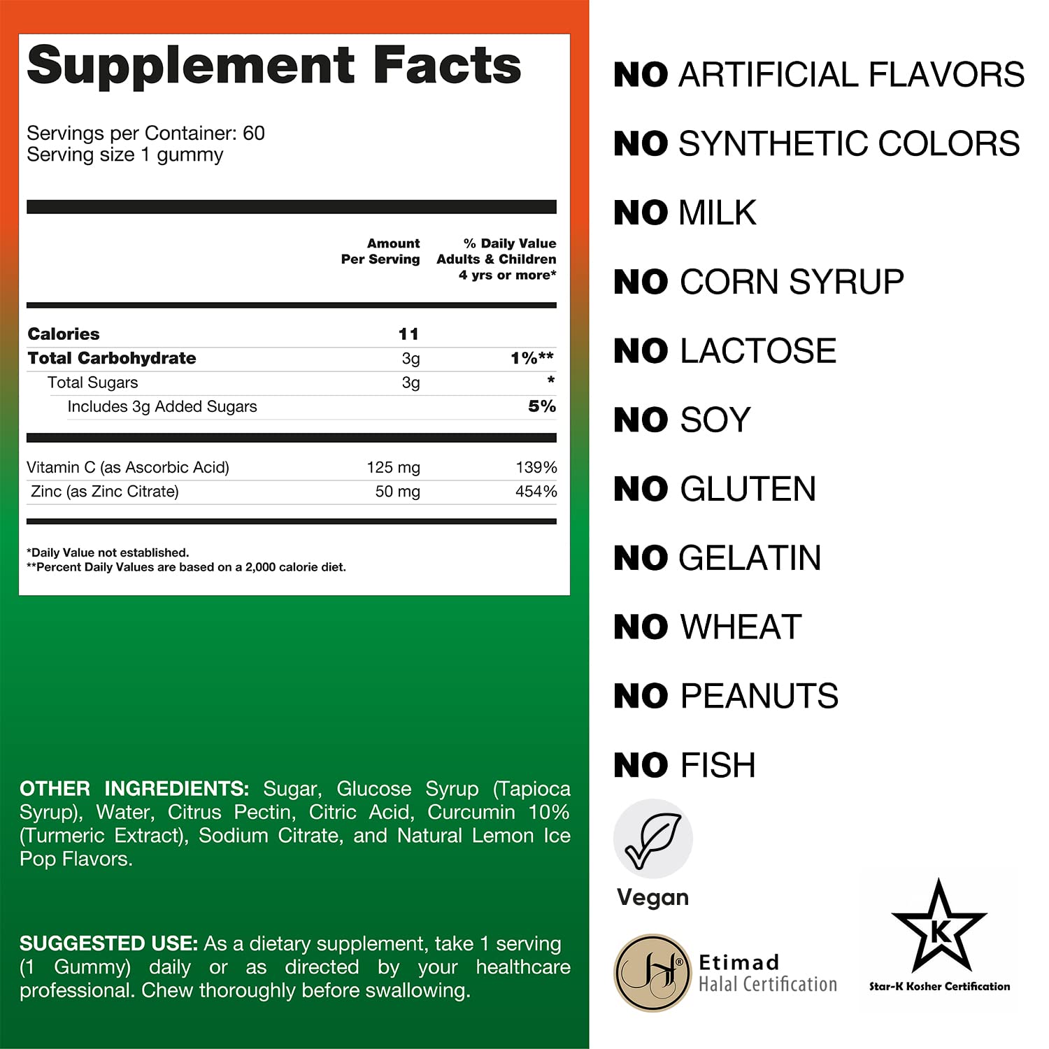 gluten free zinc vitamin gummies