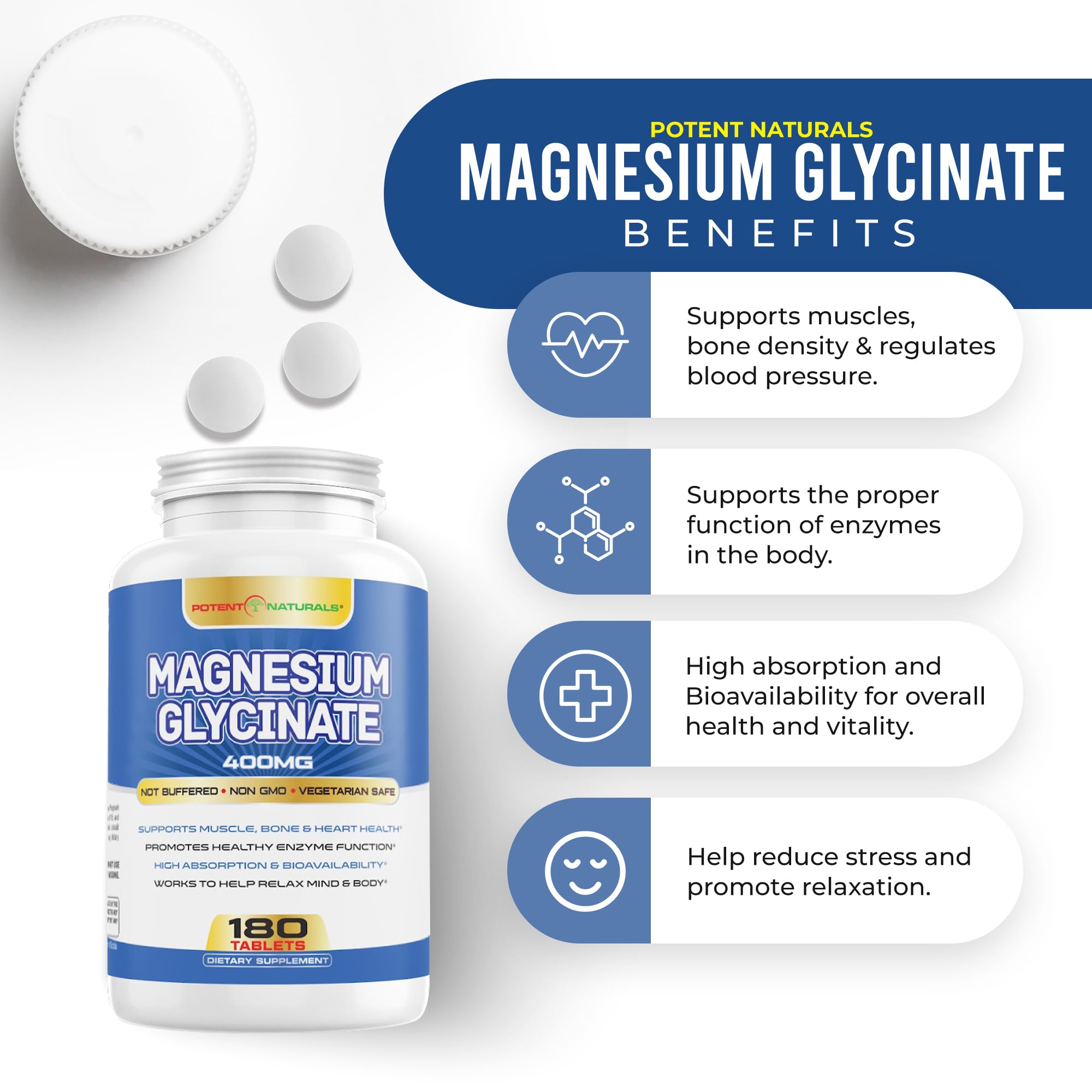 Gluten-friendly magnesium glycinate tablets