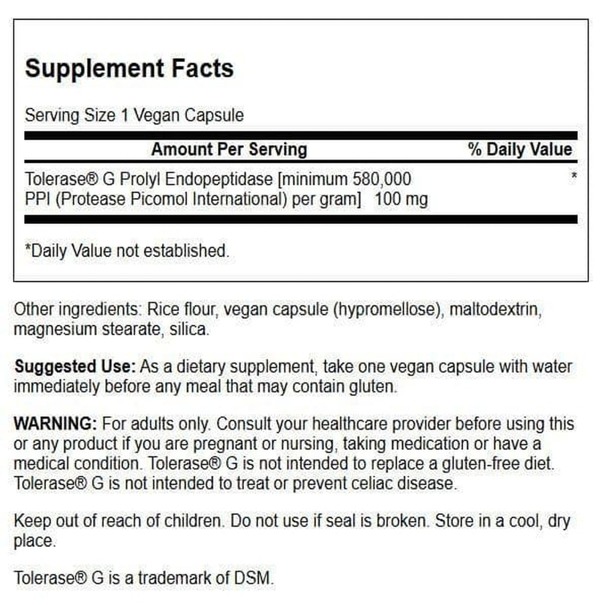 Gluten Rid digestive enzymes with Tolerase G