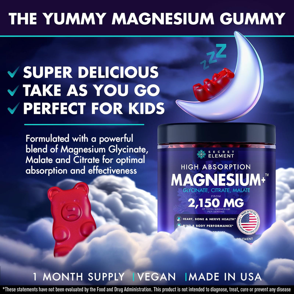 Glycinate citrate malate magnesium supplement