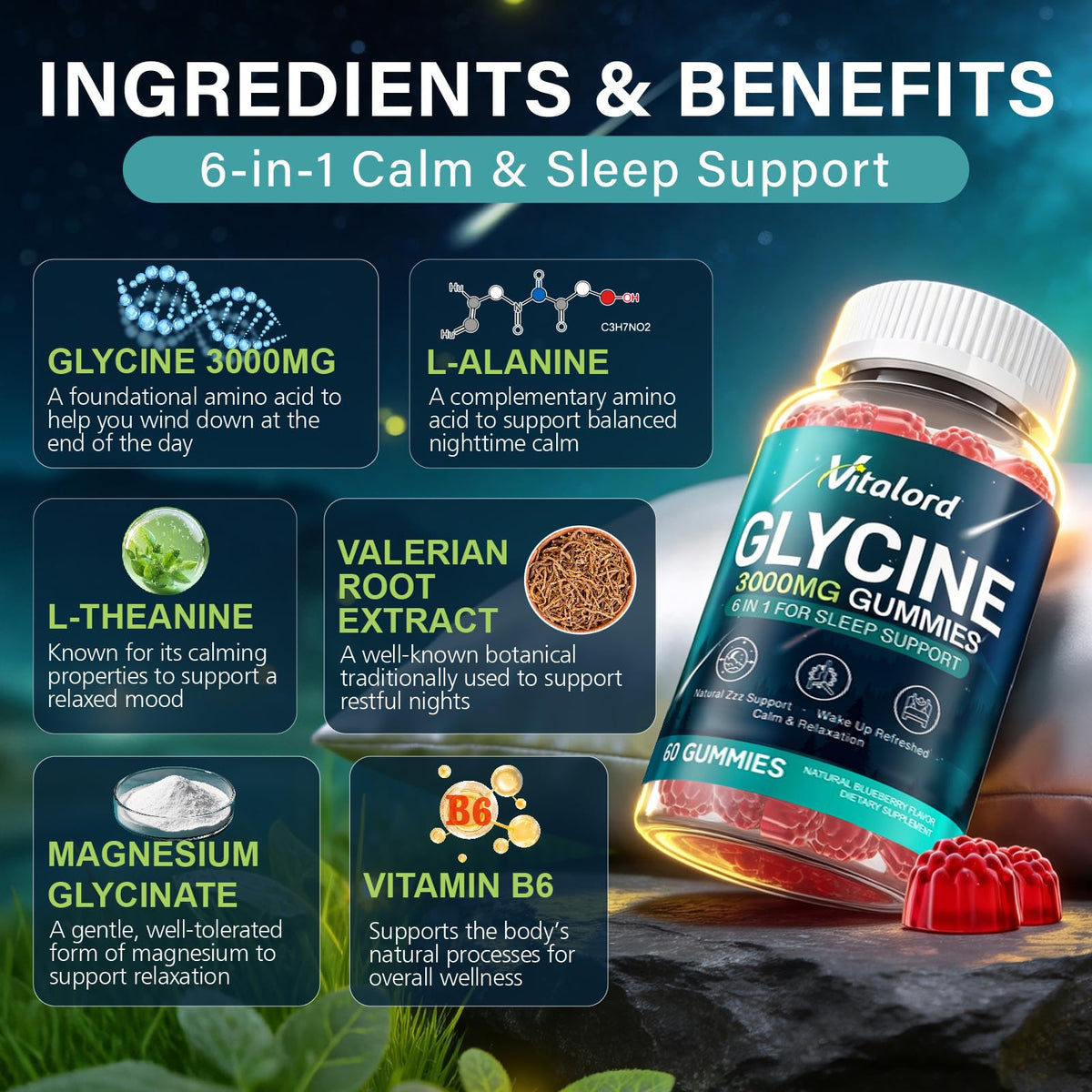 Glycine gummies support sleep quality