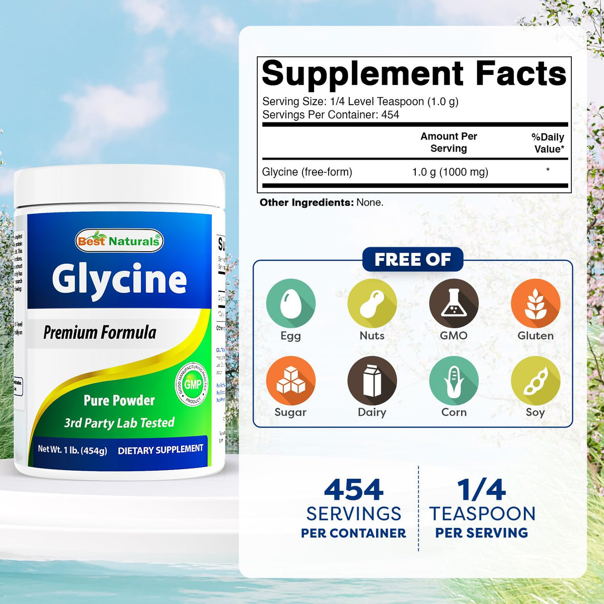 Glycine powder for stress relief