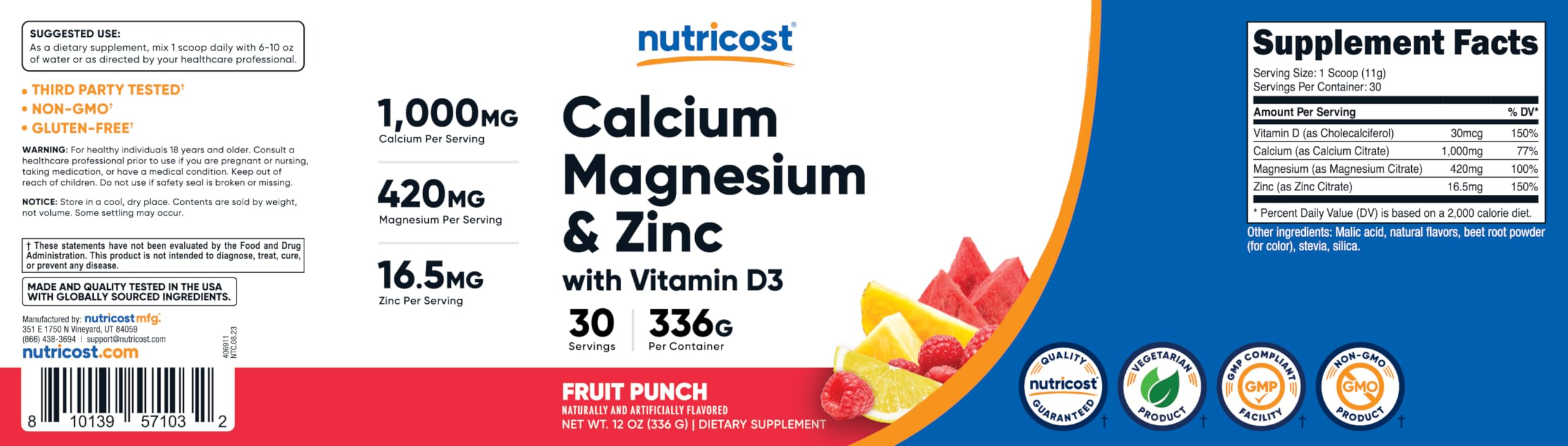 GMO-free calcium magnesium zinc for daily nutrition