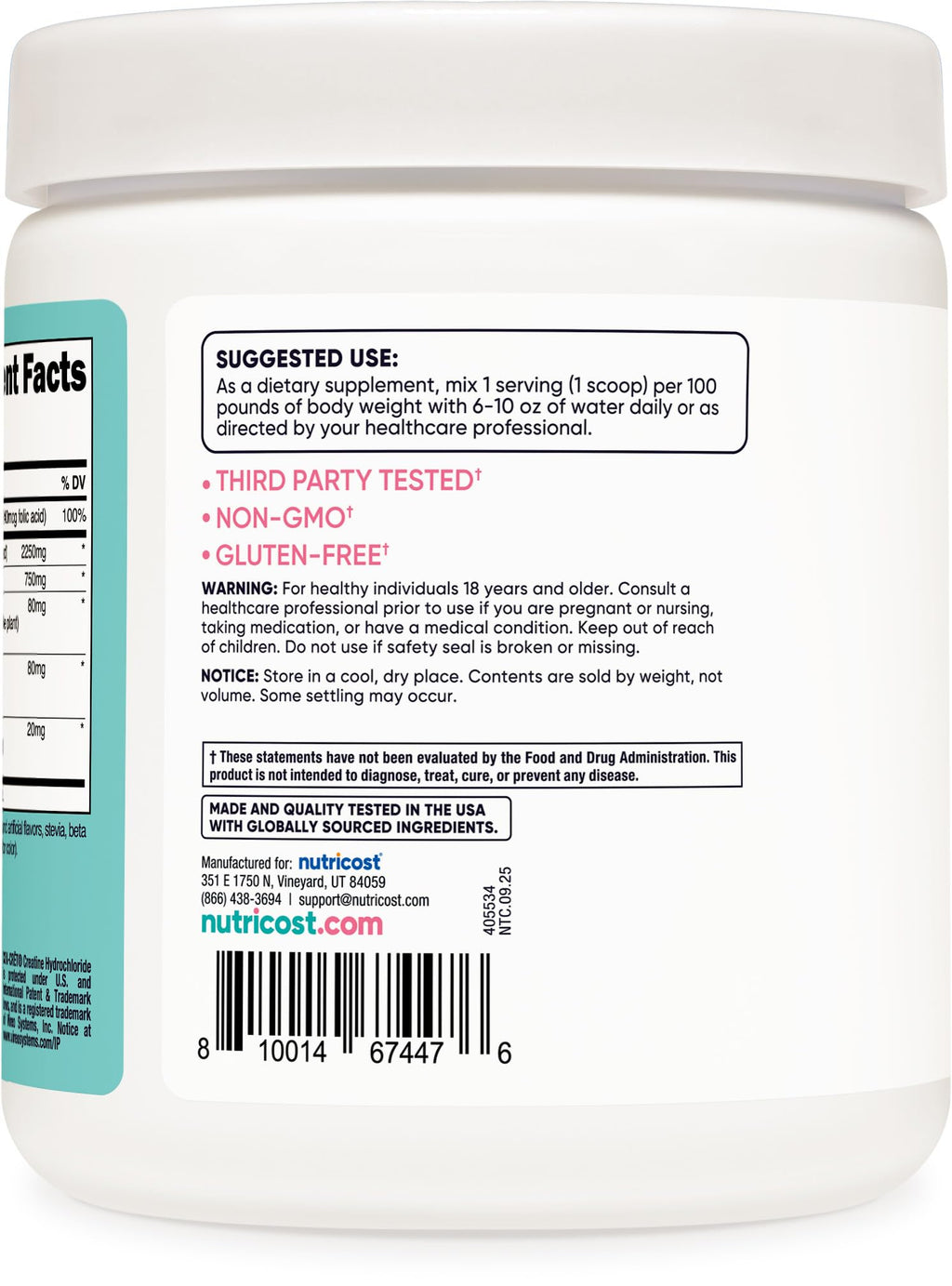 GMO-free creatine for clean nutrition