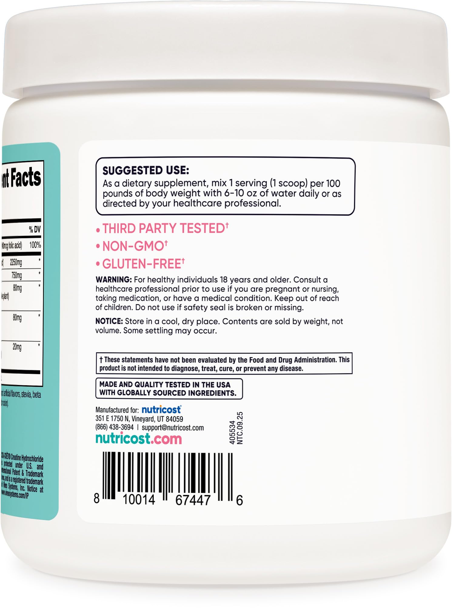 GMO-free creatine for clean nutrition