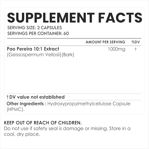GMO-free Pao Pereira Bark capsules