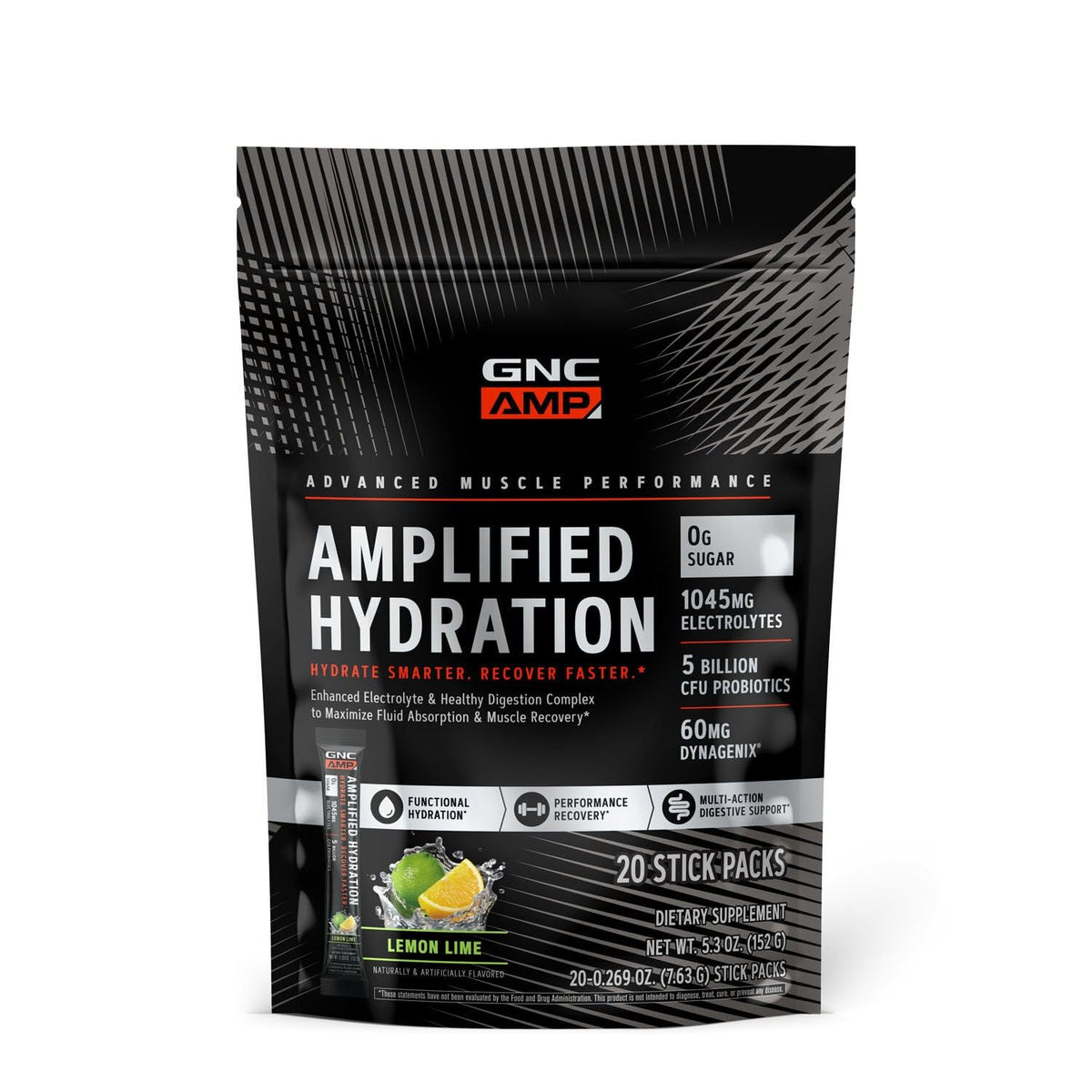 GNC AMP hydration lemon lime packets