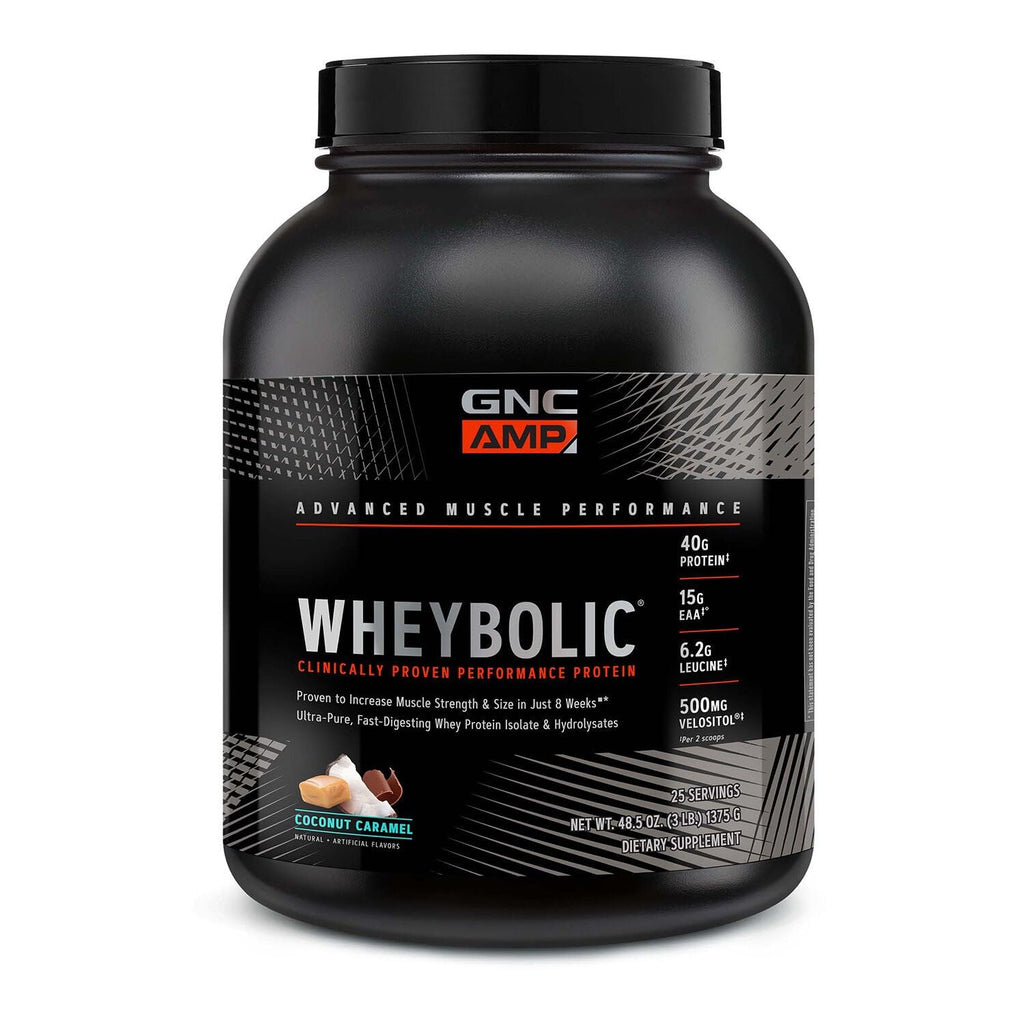 GNC AMP Wheybolic coconut caramel protein