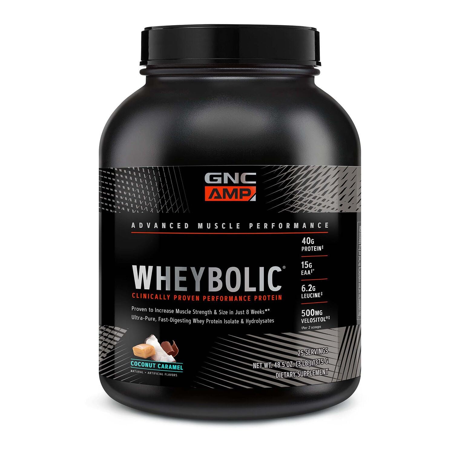 GNC AMP Wheybolic coconut caramel protein