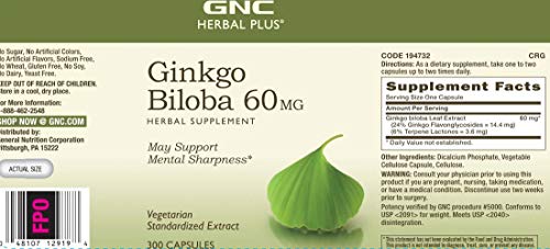 GNC ginkgo biloba 60 mg capsules